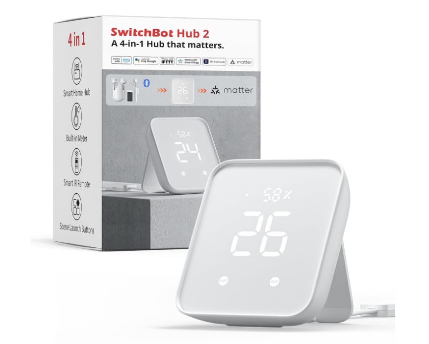 SwitchBot Hub 2, Termometro Igrometro WiFi, Telecomando con IR, collega i dispositivi SwitchBot ...